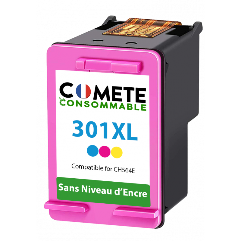 1 cartouche compatible HP 301XL Sans niveau d'encre Couleur